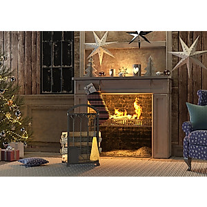 Lizh Metalwork Fireplace Log holder with Fireplace Tools, Wrought Iron Indoor Stove Accessories Firewood Rack Holder Lumber Storage Stacking Log Holder Log Bin with Tongs Shovel Poker and Brush