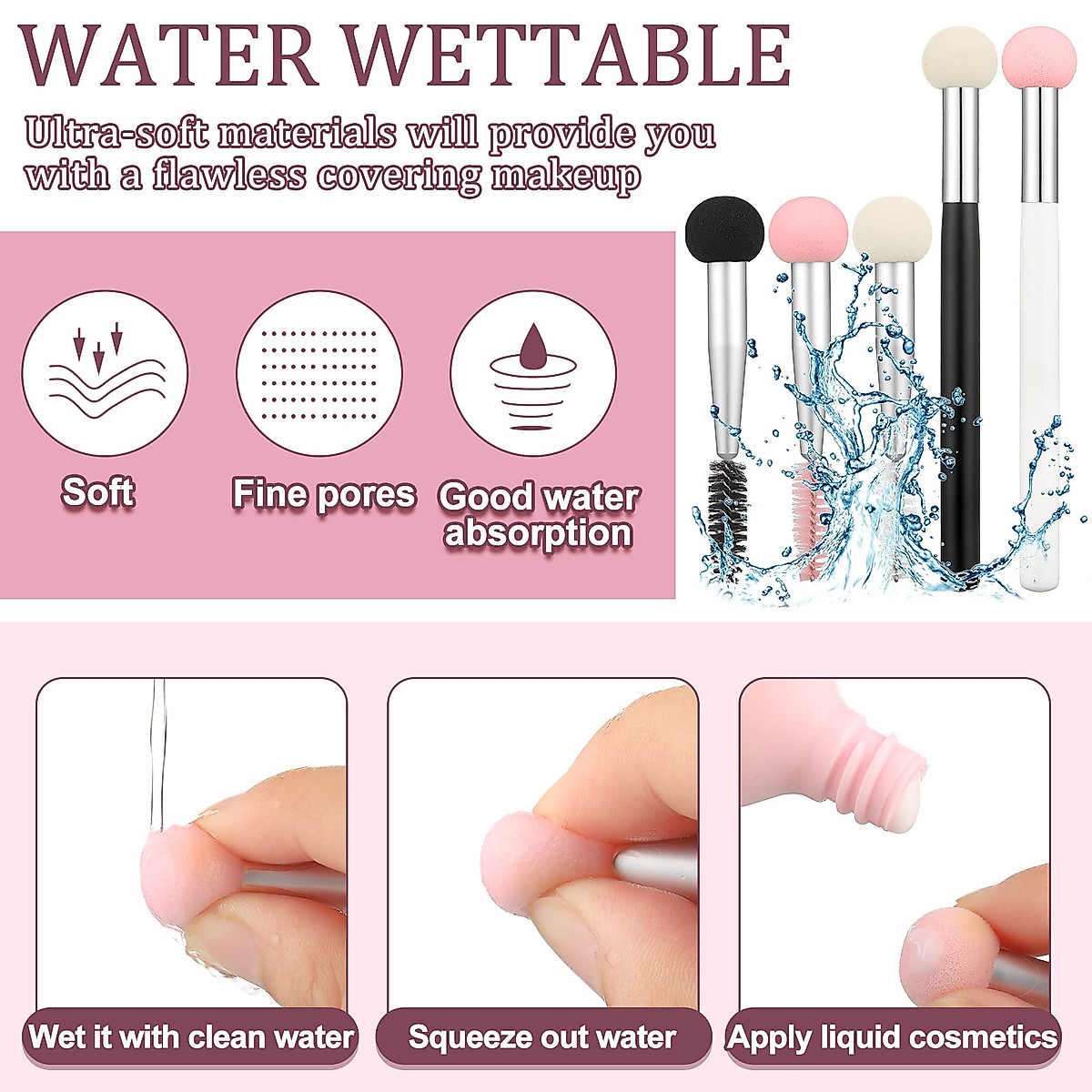 Skyley 10 Pcs Beauty Sponge Makeup Brush Set Sponge Applicator Concealer Brush Soft Head Makeup Brush Double Head Makeup Brush with Eyebrow Brush