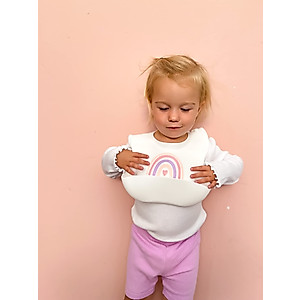 Beanie Kate Silicone Feeding Bib,Durable Pocket Adjustable Strap BPA Free Silicone Waterproof Easy Cleanup Comfortable for Babies & Toddlers (Rainbow),6 month2 years