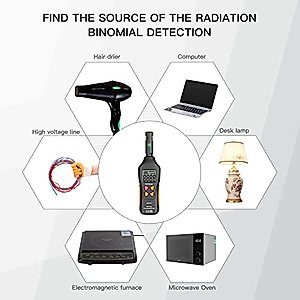 EMF Meter Reader EMF Detector,5HZ-3500MHz Digital Household Radiation Detector,3 in 1 Electromagnetic Field Meter with LCD Sound-Light Alarm