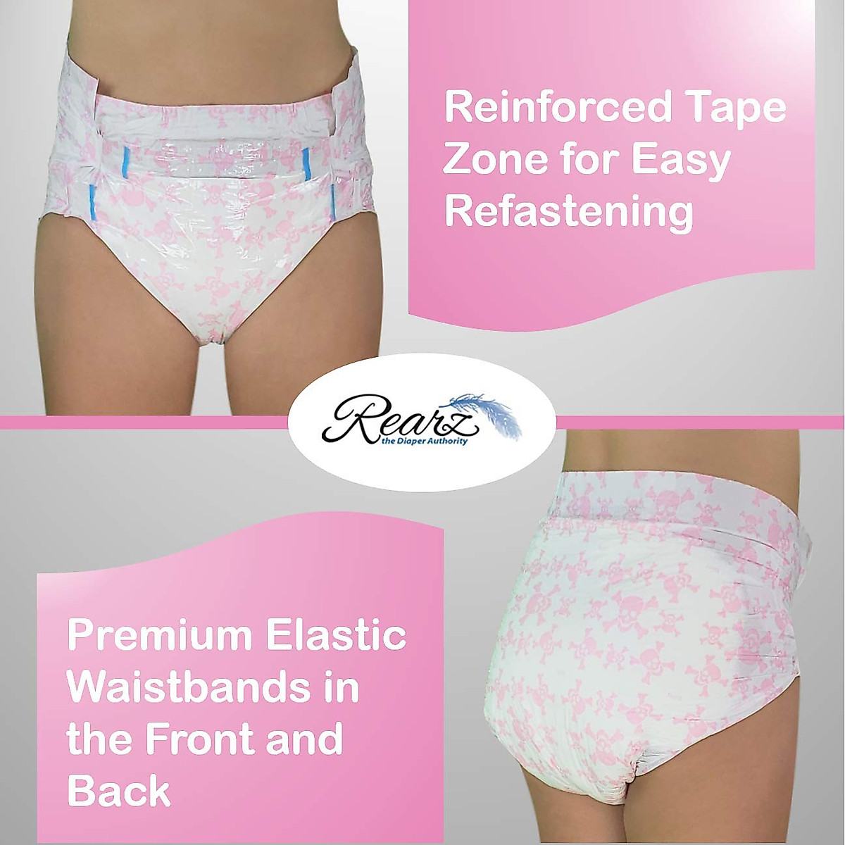 Rearz - Limited Edition - Pink Rebel - Adult Diaper (Sample 2 Pack) (Large)