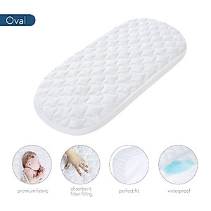 Baby Waterproof Bassinet Mattress Pad Cover and 100% Cotton Bassinet Sheet(Grey), 16" x 32"