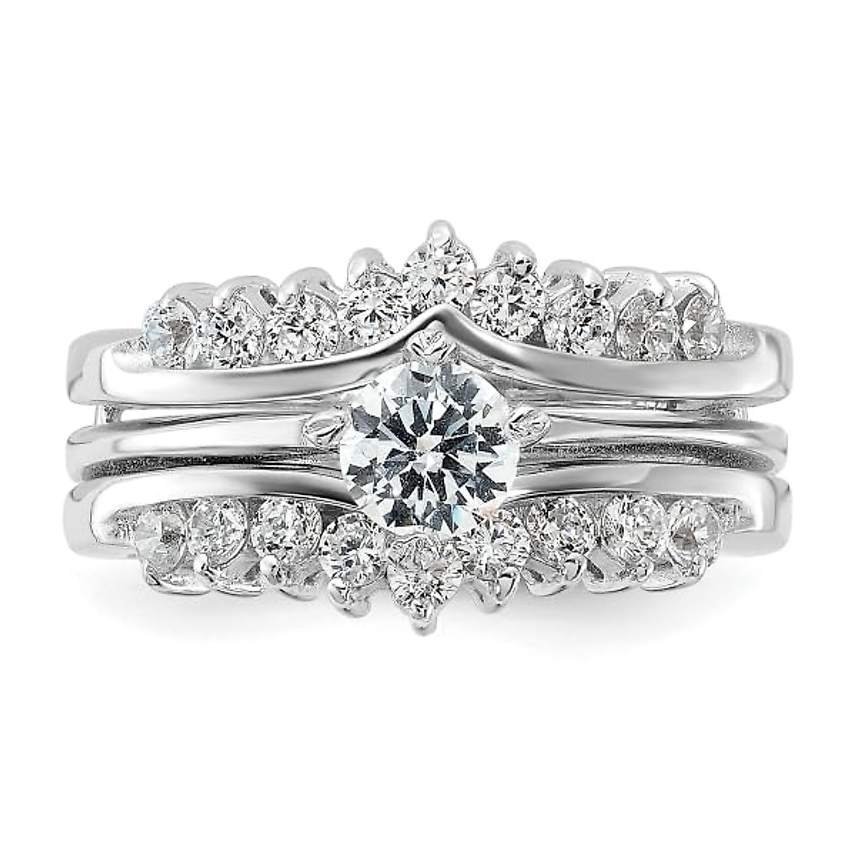 IceCarats 925 Sterling Silver Cubic Zirconia CZ Wedding Band Engagement Ring Bridal Jewelry Set