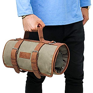 Barillio Bartender Bag Travel Bartender Bag | Waxed Canavs Bar Kit Bag for Carrying Bar Tools | Professional Bartender Roll with Shoulder Strap for Perfect Storage (Bag Only)…