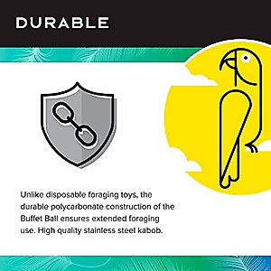 Featherland Paradise | Hanging Buffet Ball | Interactive Bird Toy and Treat Dispenser | Creative Foraging Systems | Ideal for Medium to Extra Large Birds