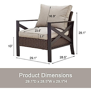 PatioFestival Wicker Outdoor Chair Rattan Armchair Chairs with Removable Cushions Patio Dinning Furniture for Garden Balcony Porch Poolside