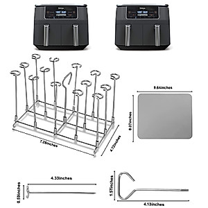 Air Fryer Skewer Stand Rack Compatible with Ninja Foodi Air Fryer DZ201, DZ401, Stainless Steel Skewers Rack Holder with Silicone Mat for 8 Qt Air Fryer Accessories, Skewer Accessory for Kabobs