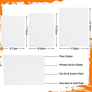 Fulmoon 45 Pcs Stretched Canvas Multi Pack for Painting, 5 x 7", 8 x 10", 11 x 14" (15 of Each), Cotton White Blank Canvas Boards for Kids Art Supplies Panels for Oil Acrylic Watercolor Paint