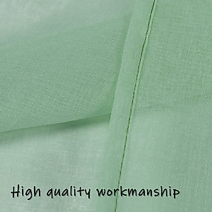 DUALIFE Mint Green Sheer Valances for Windows 52 Inches Wide 18 Inches Long - 2 Panels Light Filtering Voile Window Valances for Basement with Rod Pocket