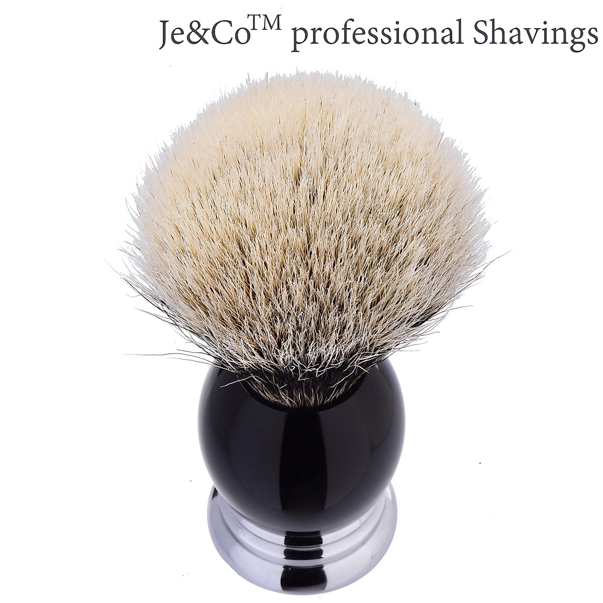 Je&Co 100% Fine Silvertip Badger Bristle Shaving Brush, With Heavy Weight Resin Base (Curved Top)