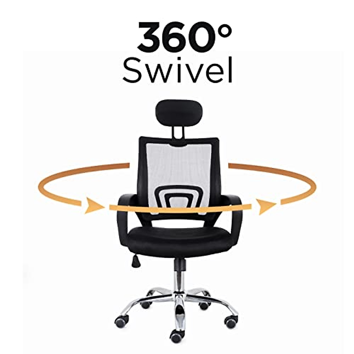 Comfty Mesh Office Chair with Mid Back and Chrome Base, 39.73”-40.91”, Black