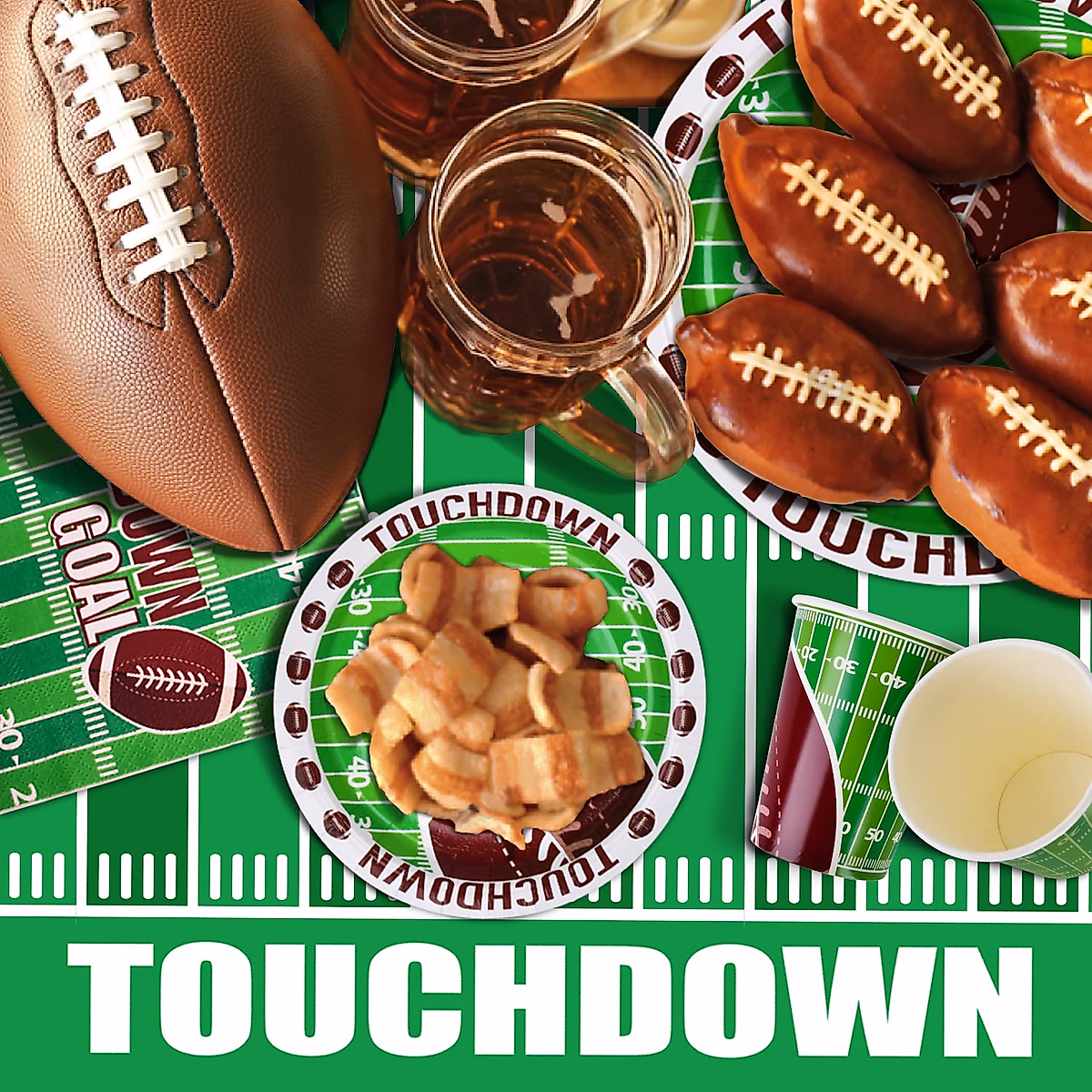 Gatherfun Football Theme Party Disposable Tablecloth Plastic Touchdown Table Cover for Birthday Party Football Party Games Decoration 54 X 108Inch 3 Pack