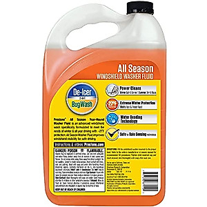 Prestone AS658 Deluxe 3-in-1 Windshield Washer Fluid, All Season, Bug Wash & De-Icer up to -27F, Water Beading Technology, Power Cleans, Safe For Rain Sensing Wipers 1 Gallon Includes NOIS Tissue Pack