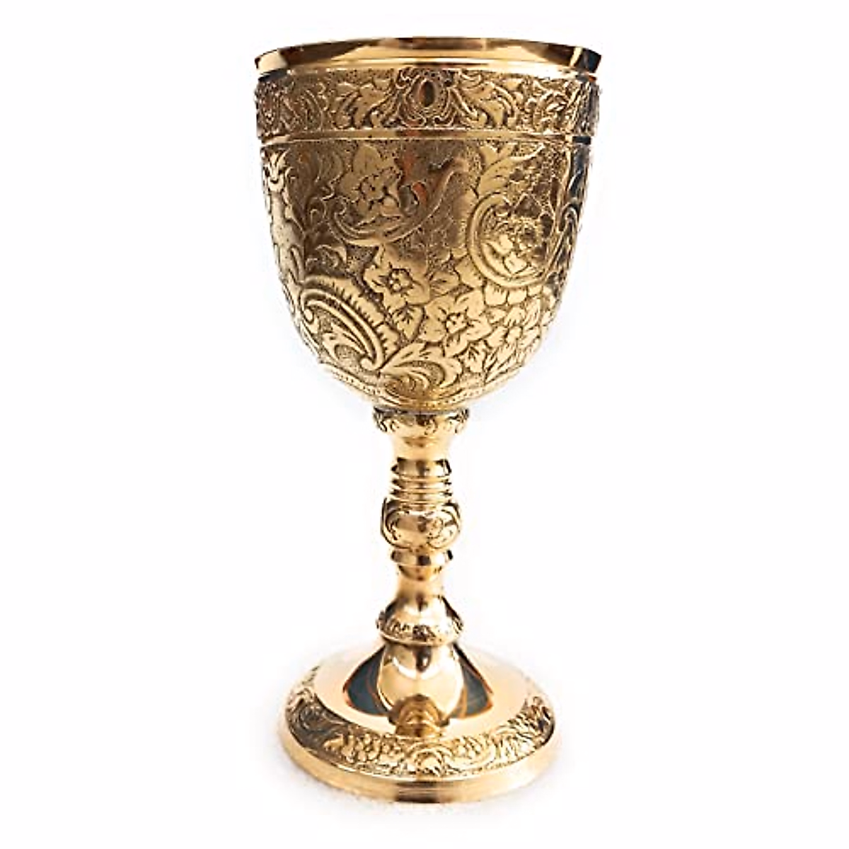 ALADEAN Brass Vintage Chalice Goblet | 1x Royal Wine Cups of King Arthur - Renaissance Medieval Gifts for Communion, Christmas Pack of 1pc (Roman Chalice)