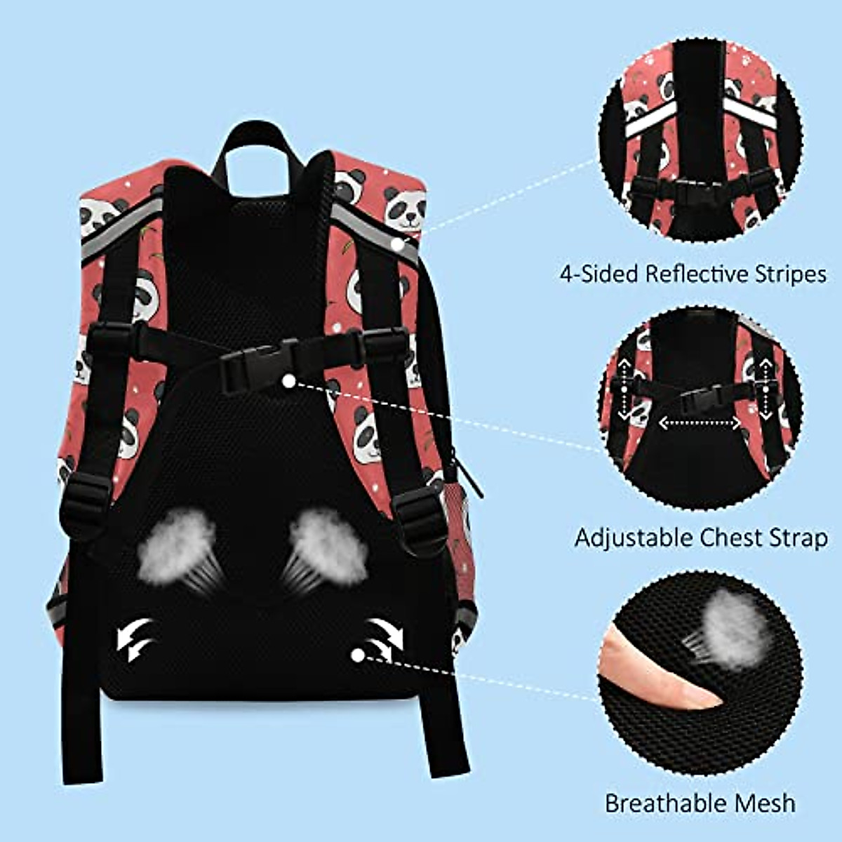 ALAZA Cute Panda Animals Doodle Paw Print Kids Toddler Backpack Purse for Girls Boys Kindergarten Preschool School Bag w/ Chest Clip Leash Reflective Strip