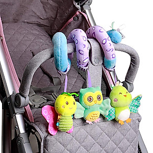 Caterbee Car Seat Toys, Baby Activity Spiral Plush Stroller bar Toy Accessories, Hangings pram Toy, Crib Toys with Bell for boy or Girl (style03)