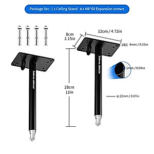 Selens 11" Photo Studio Camera Ceiling Mount, Wall Mount Boom Arm for Photo Studio Video Light, Umbrella, Ringlight, Monolights Photography with 1/4" Thread