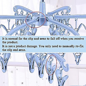 BONYCUST Foldable Drying Rack with 24 Clips for Drying Socks Lingerie Baby Clothes Drying Towels Rotatable Sock Drying Rack