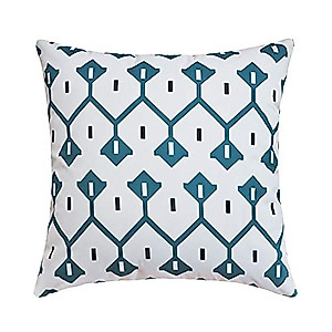 Andreannie Pack of 4 Blue Outdoor Waterproof Decorative Throw Pillow Cover Cushion Case for Garden Patio Tent Park Farmhouse Polyester Both Sides Printing Square 18 x 18 inches ¡ (Set of 4 Blue)