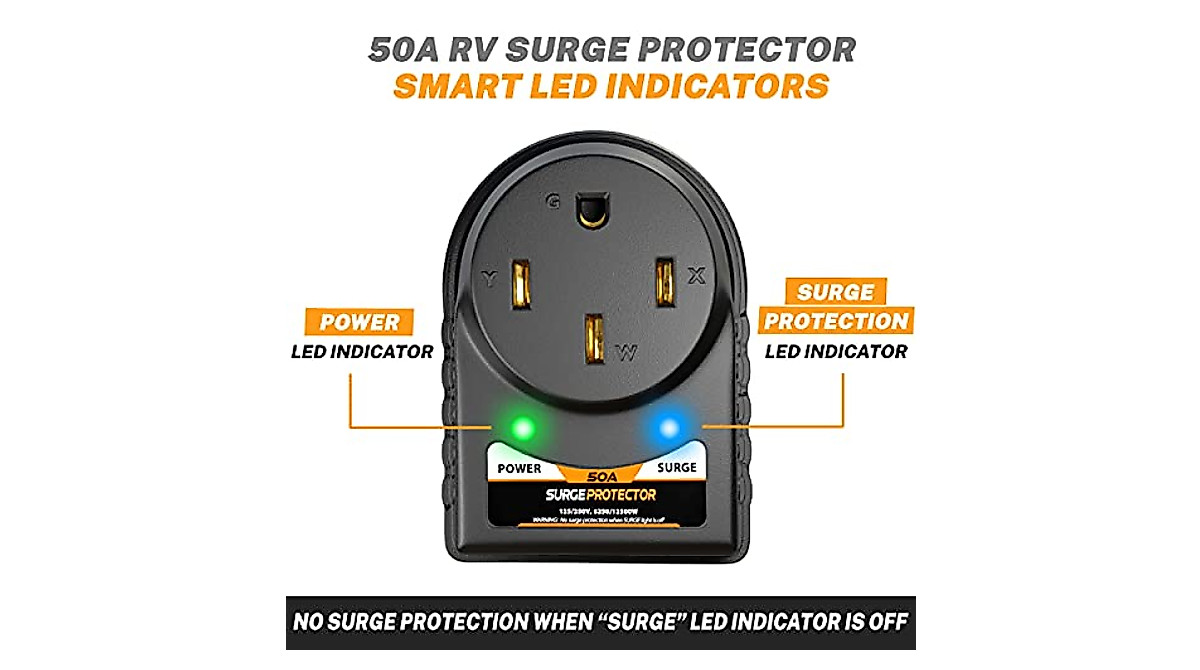 CARMTEK RV Surge Protector 50 Amp - Power Adapter with Integrated Surge ...