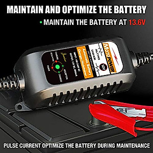 MOTOPOWER MP00205A 12V 800mA Automatic Battery Charger, Maintainer, Trickle and Desulfator