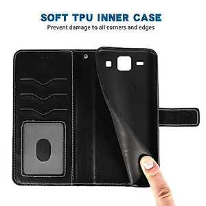 FDCWTSH Compatible with Samsung Galaxy J5 2015 Wallet Case Wrist Strap Lanyard Leather Flip Cover Card Holder Cell Phone Cases for Glaxayj5 Glaxay GalaxyJ5 SM J500 J500F J500H Black