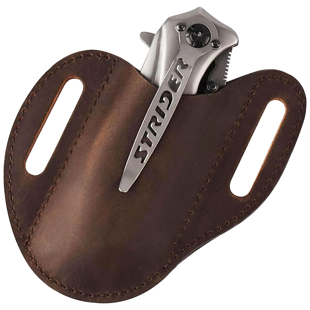 MUZZIOU Handmade Leather Pocket Knife Sheath, Folding Knife Sheath Compact Draw Knife Holster Inner diameter length 4.9" for Folding Knife Tool