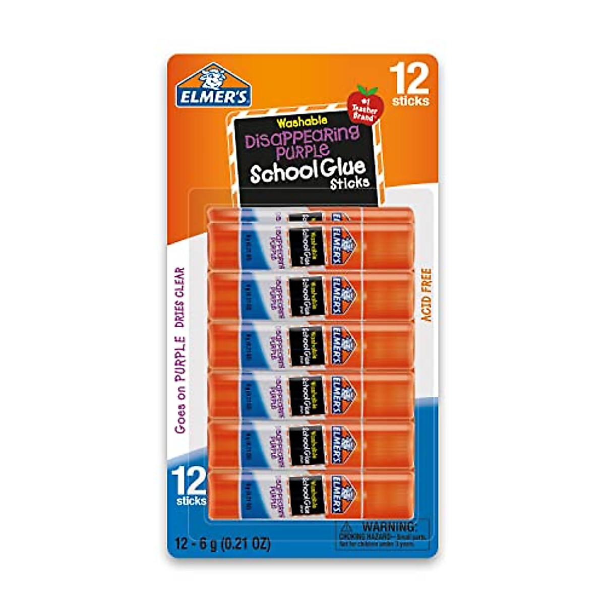 Elmer's Disappearing Purple School Glue Sticks, Washable, 6 Grams, 12 Count & Disappearing Purple School Glue Sticks, Washable, 22 Grams, 3 Count