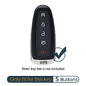 2Pcs Silicone 5 Buttons Key Fob Cover Remote Case Keyless Protector Compatible with Ford C-Max Edge Escape Expedition Explorer Flex Focus Taurus Lincoln MKS MKT MKX Navigator (Black)
