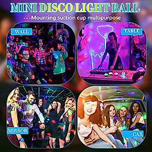 Kittmip 4 Pieces Mini Disco Light Ball Strobe Atmosphere Lights with USB Cable and Suction Portable LED Wristbands Rotating USB Night Disco Light up Bracelet Lamp for Halloween Dance Birthday