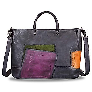 Genuine Leather Handbag for Women Vintage Handmade Top Handle Bag Crossbody Satchel Purse (Darkgray)