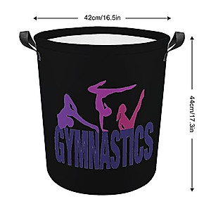 Gymnastics Foldable Laundry Basket Waterproof Hamper Storage Bin Bag with Handle 16.5"x 16.5"x 17"