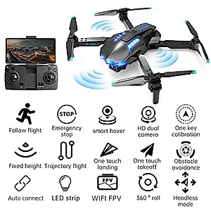 X6 Pro Foldable Dual Camera Drone with 4K HD - WiFi FPV Live Video, Altitude Hold, One Key Take Off/Landing, APP Control, Headless Mode, RC Mini Plane Toys, Gifts for Beginner Kids Adult (Color : 2,