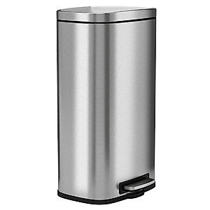 HLS Commercial 8 Gallon / 30 Liter Fire Resistant Stainless Steel Step On Pedal Trash Can with Odor Filter and Removable Inner Bucket, FM Approvals Class 6921