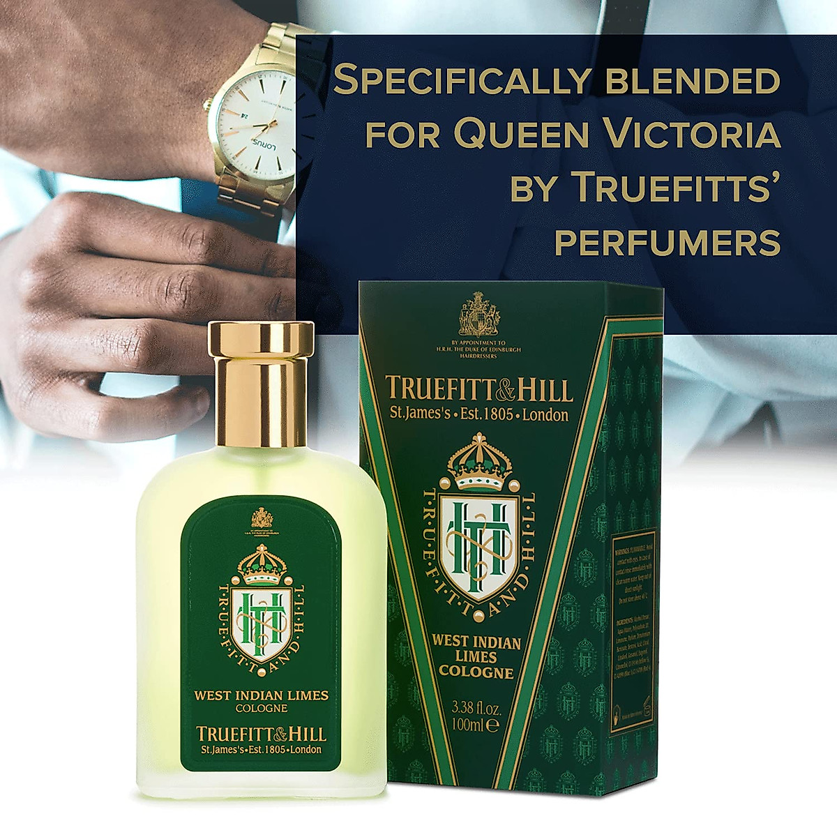 Truefitt & Hill Luxury Cologne - West Indian Limes - Premium Long-Lasting Citrus and Clove Men's Fragrance Presented in a Beautifully Etched Traditional Atomizer Bottle - 3.38 oz