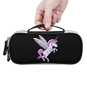 Cute Unicorn PU Leather Pencil Pen Case Organizer Travel Makeup Handbag Portable Stationery Bag
