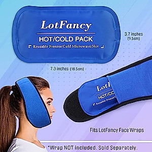 LotFancy Gel Ice Packs, 2pc Reusable Hot Cold Pack for Therapy, Heating Cooling Gel Pad, Pain Relief for Face, Head, TMJ, Wisdom Teeth, Oral Facial Surgery, Sport Injuries, Migraine, Muscle Joint