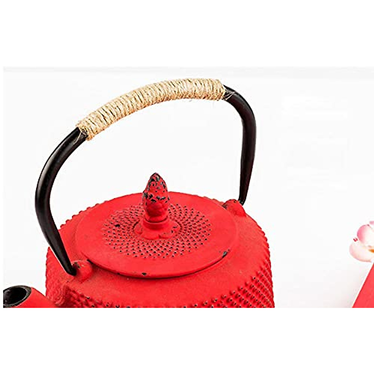 Japanese cast iron teapot with tea egg filter gas stove kettle 850ml metal red teapot lift iron water kettle kung fu tea set-Red