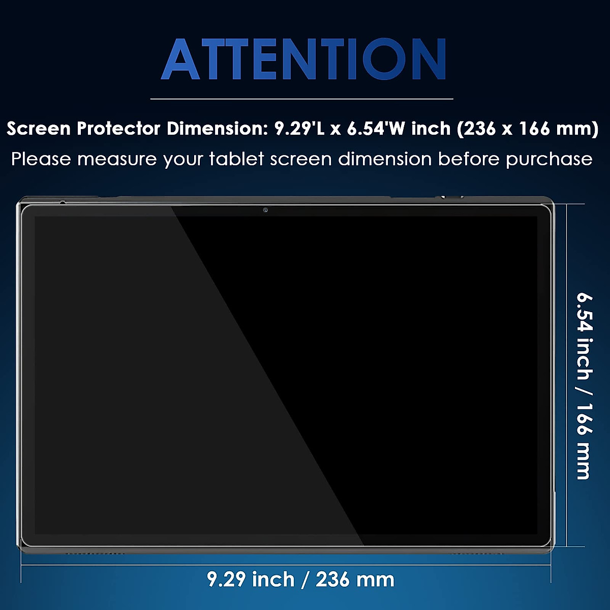 DETUOSI 2 Pack Tablet Screen Protector [9.25 * 6.5" / 235 * 165mm] Tempered Glass Film 【compare size of Tempered Glass Film with Size of your Tablet】