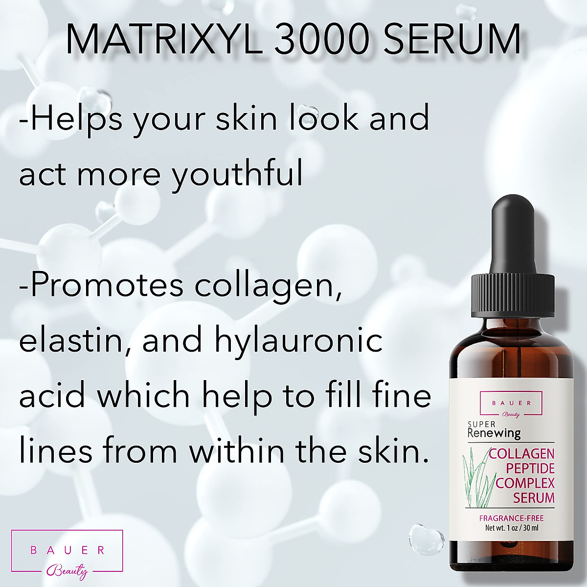 Collagen Peptide Complex Face Serum Anti Aging with Matrixyl 3000 and Hyaluronic Acid, Microneedling, Brightening, Hydrating and Skin Tightening for Glass Skin- DERMATOLOGIST TESTED