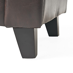 Christopher Knight Home Alden Armed PU Storage Bench, Brown, 17. 50D x 45. 50W x 20.75H