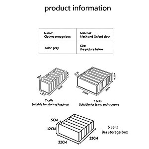 QRTU Washable Wardrobe Clothes Organizer, Jeans Compartment Storage Box,Foldable, Easy To Clean,Save Space Closet ?Drawer Organizer ,for Legging T-Shirt Underwear Socks. (Bra storage box)