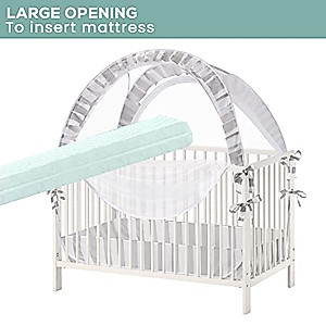 Baby Crib Tent Safety net, Crib Tent to Keep Baby from Climbing Out with 4.2 x 2.3 Inches Inner Space, Strong Frame & Soft Breathable Mesh, Crib cat Protector, Self-Locking Zippers, Canopy for Crib