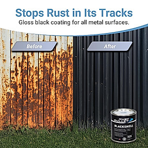 RUST BULLET - BlackShell - Black Rust Inhibitor, Rust Preventive Coating - UV Resistant Rust Treatment - Quart