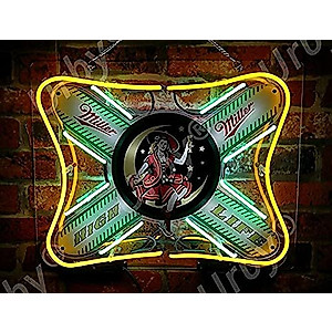 Queen Sense 17" Millers High Life Girl Neon Sign Acrylic Beer Cave Gift Artwork Decor Neon Light WG68