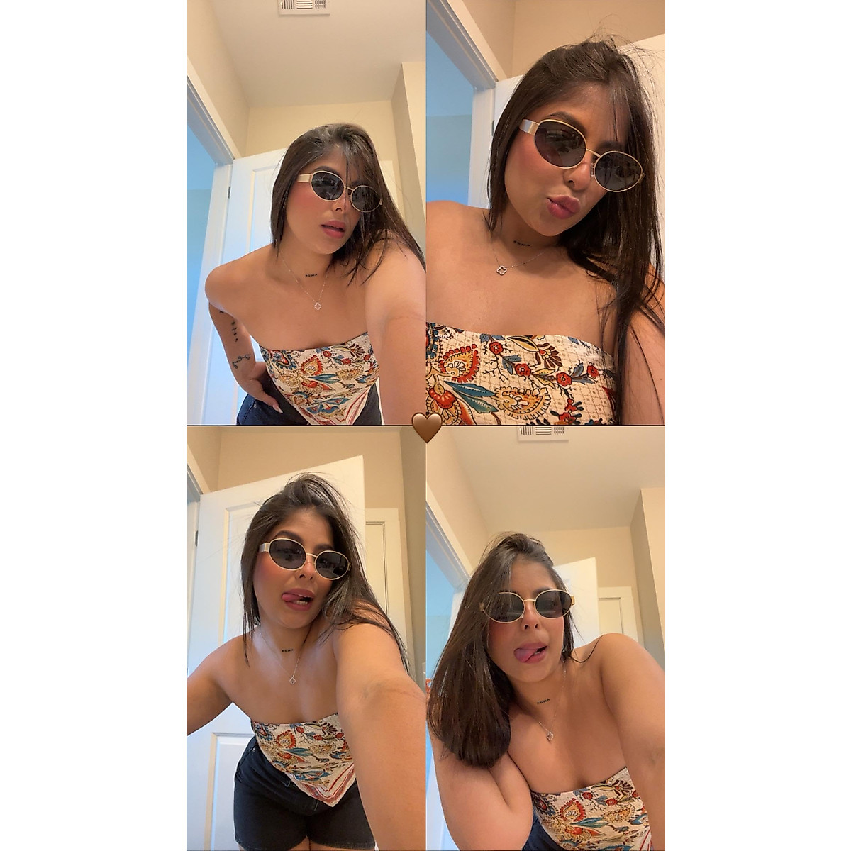 FEISEDY Trendy Retro Oval Sunglasses for Women Men Small Metal Frame Sun Glasses UV400 Shades B0124