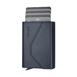 pularys Mini Wallet RAVEN - Multifunckion Credit Card Case - Italian Leather - RFID blocking - Size: 6.5 x 10 x 2.5 cm - Space for up to 7 Cards - Classic Design