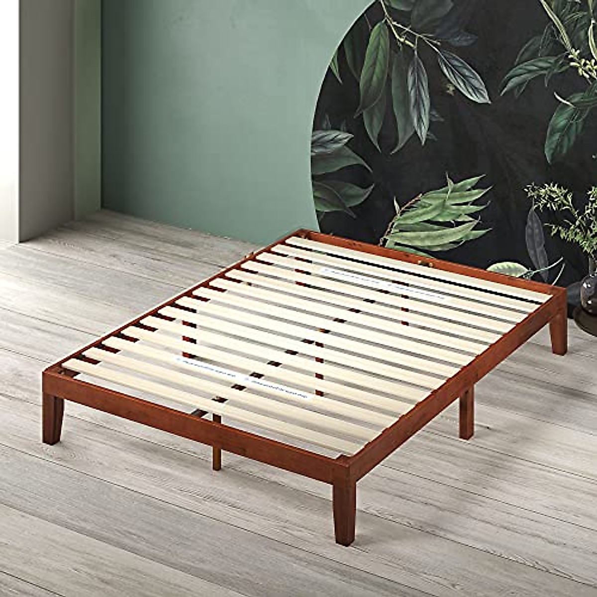 ZINUS Wen Wood Platform Bed Frame / Solid Wood Foundation / Wood Slat Support / No Box Spring Needed / Easy Assembly, King, Cherry