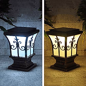 ROLTIN Creative European Victoria Retro Outdoor Solar Energy Column Lamps Bronze Square LED Pillar Post Light Aluminum Metal Landscape Lighting Exterior Villa Garden Pati