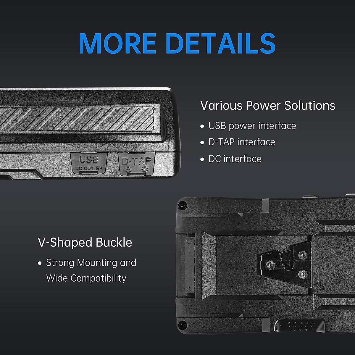 GVM V-Mount Battery with D-Tap and DC Outputs,160WH(10400mAh) V Mount Battery Compatible Video Camera Camcorder Broadcast with D-Tap and DC Outputs USB Ports